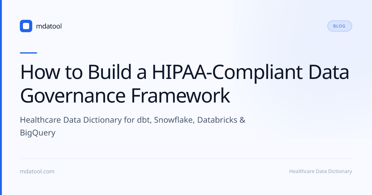 How to Build a HIPAA-Compliant Data Governance Framework | mdatool